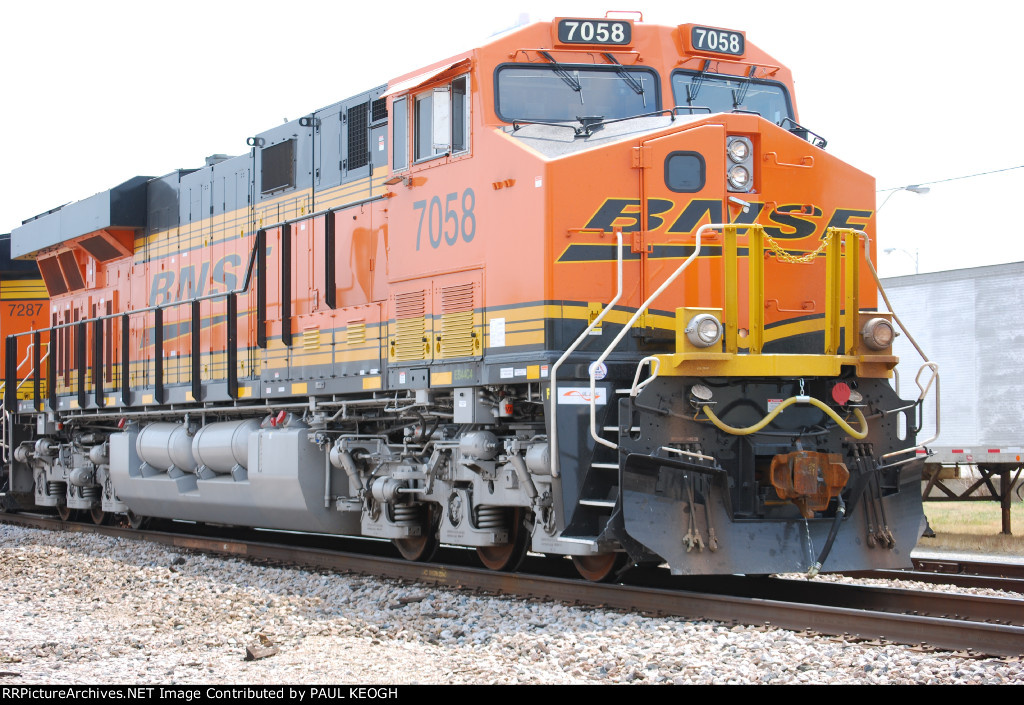 BNSF 7058 Lead Unit on a light power move heads east.